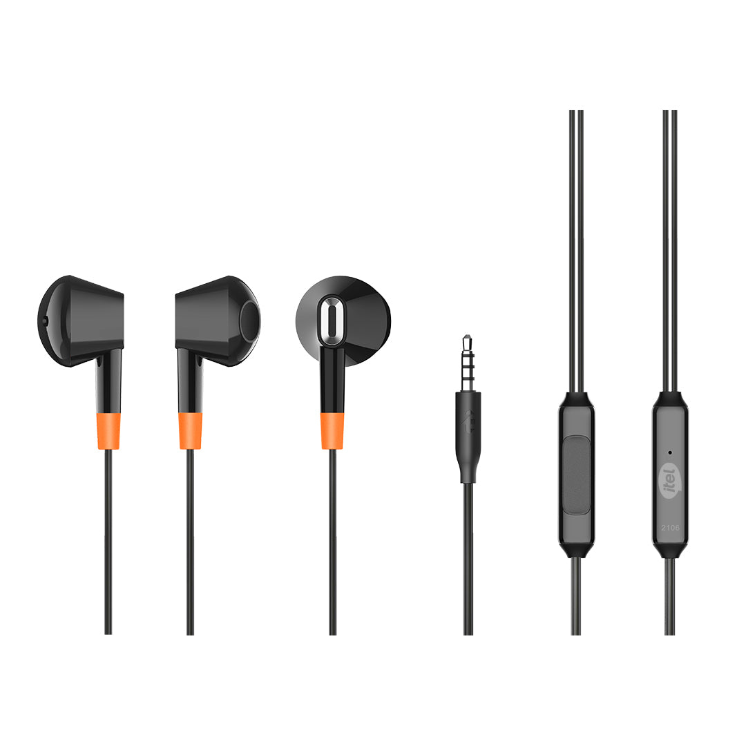 itel Stereo Sound Earphone E11 – 13.2mm Large Driver, In-Line Mic & Mu ...