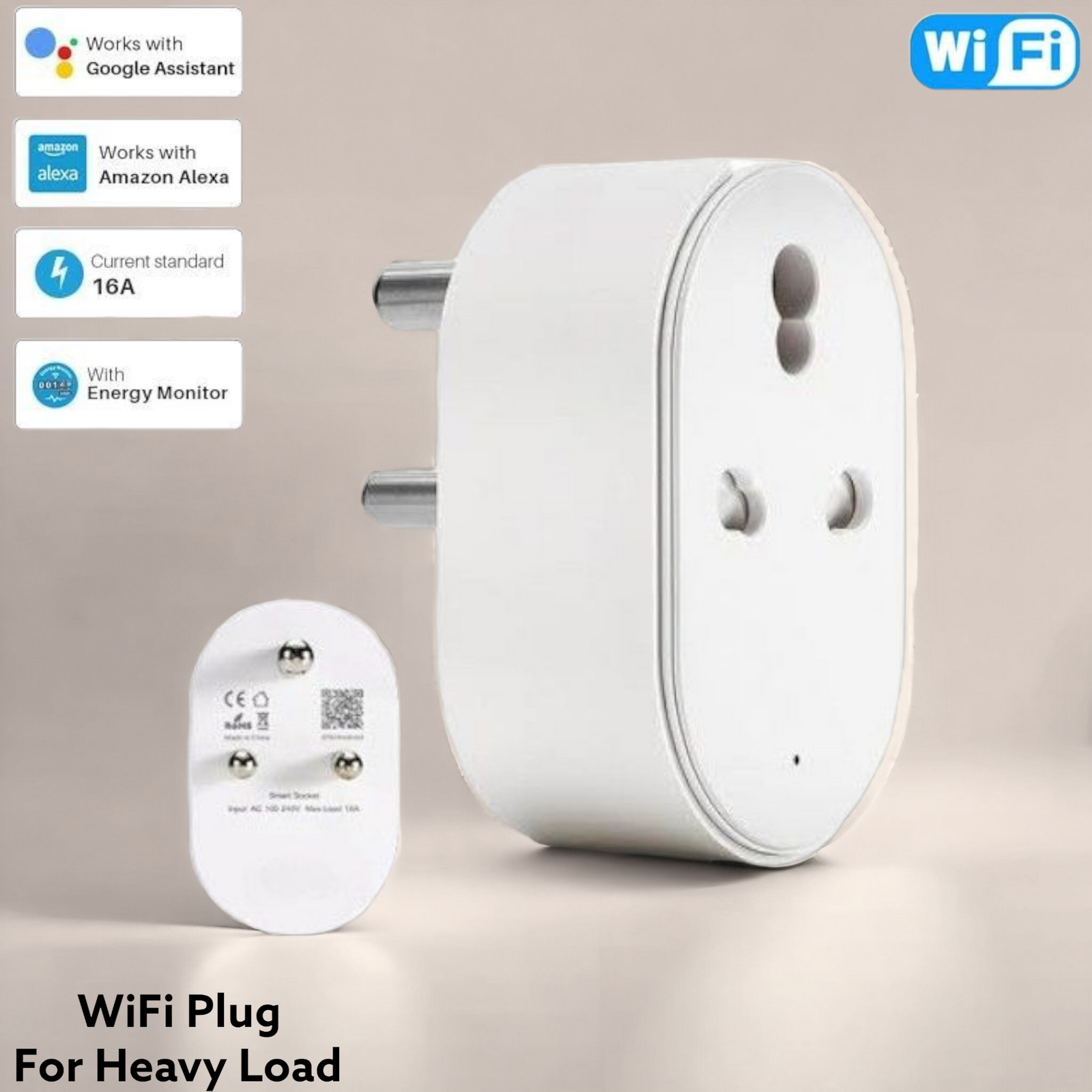 Smart WiFi Power Plug 16A for Heavy Load Air Conditioner, Wifi Control