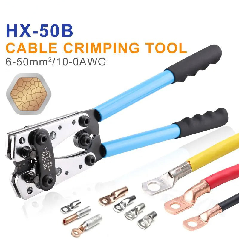 HX-50B Cable Lugs Crimper Tool Hand Ratchet Pliers for 6-50 mm² (1-10 ...